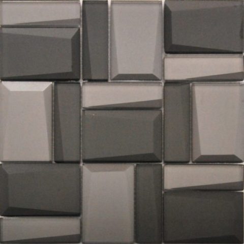 prism dark grey rectangular mosaic | tiletoria